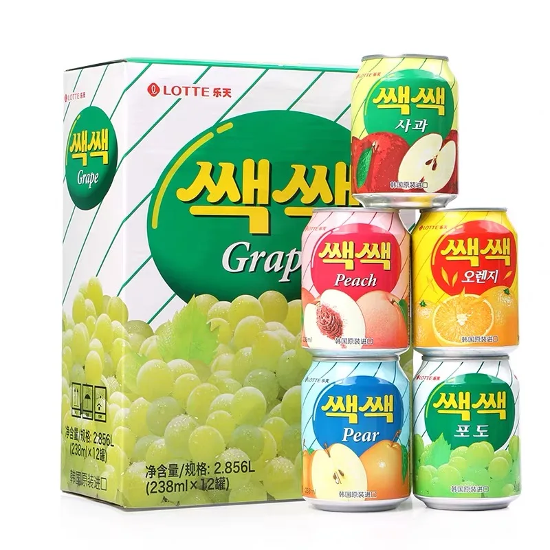 Korean Canned Fruit Juice Drink Original Lotte Peach Apple Flavored Soft Drink 238ml - Buy ...