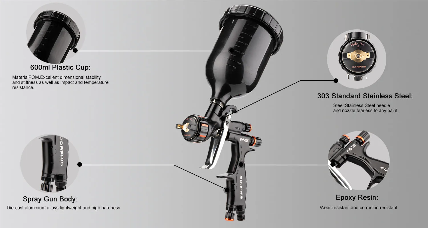 Porphis High Quality Mp Spray Gun Phs-155 Painting Gun 1.3mm Nozzle ...