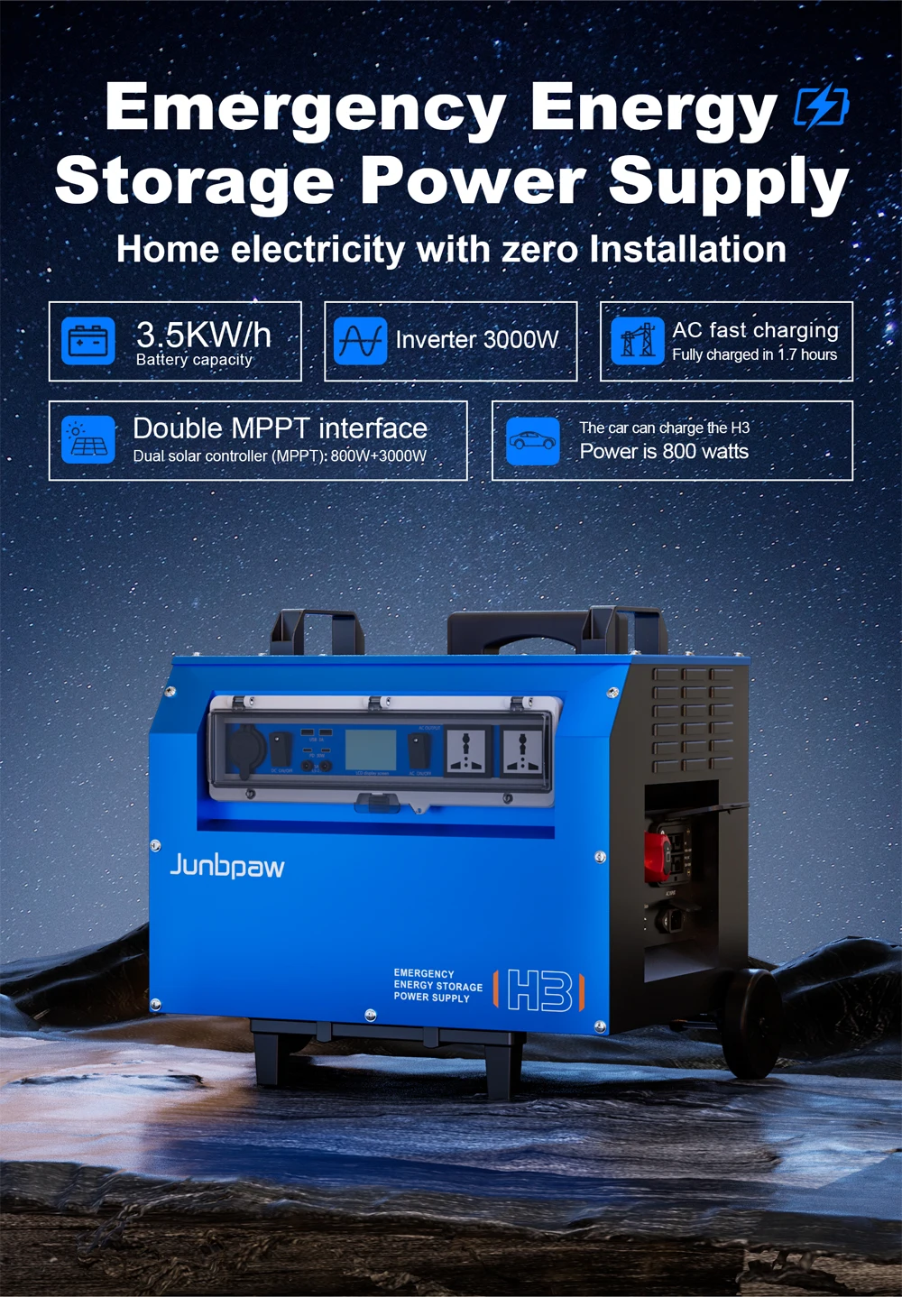 3KW-2.5KWh/3.5KWh/4KWh/5KWh Portable Emergency Power Supply Solar Power ...
