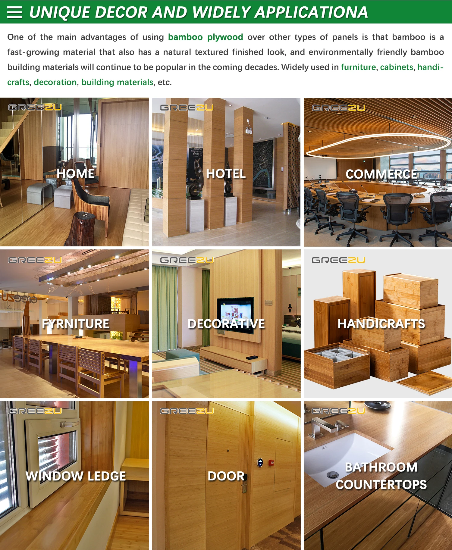 Greezu Bamboo Plywood - Sustainable and Versatile Solutions