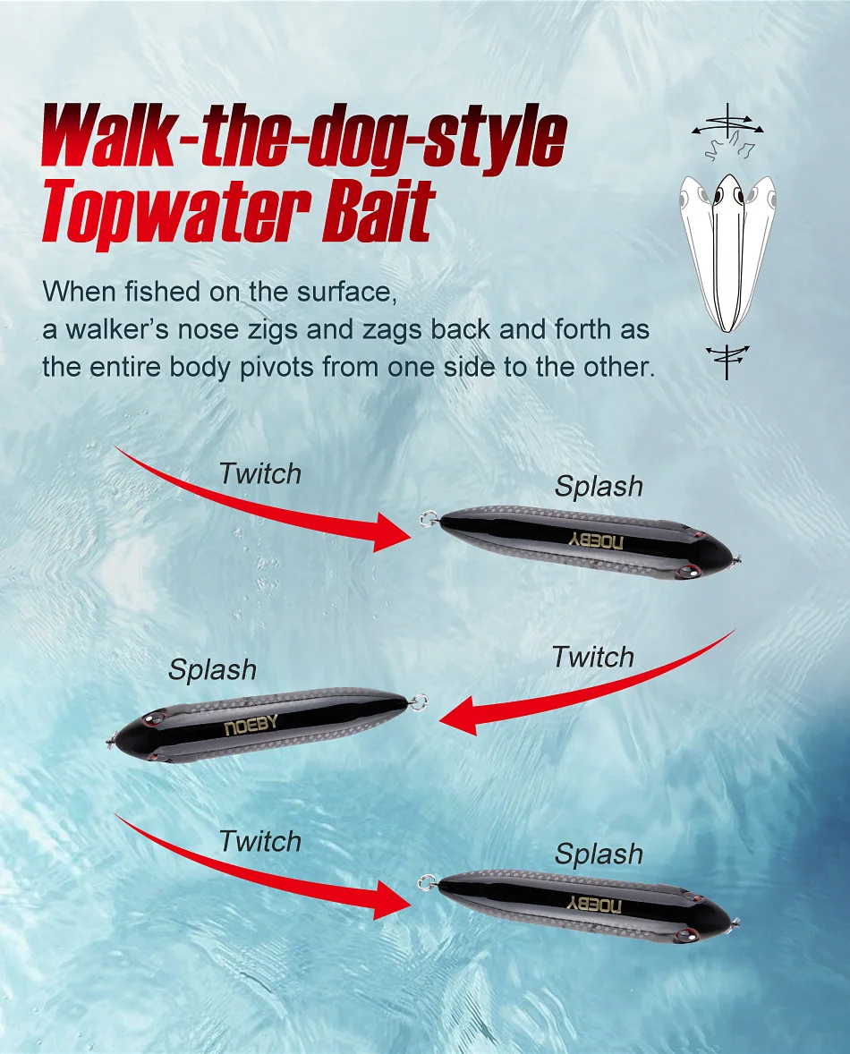 Floating Long Casting Top Water Lifelike Action Walk Dog Lure Swim Bait ...