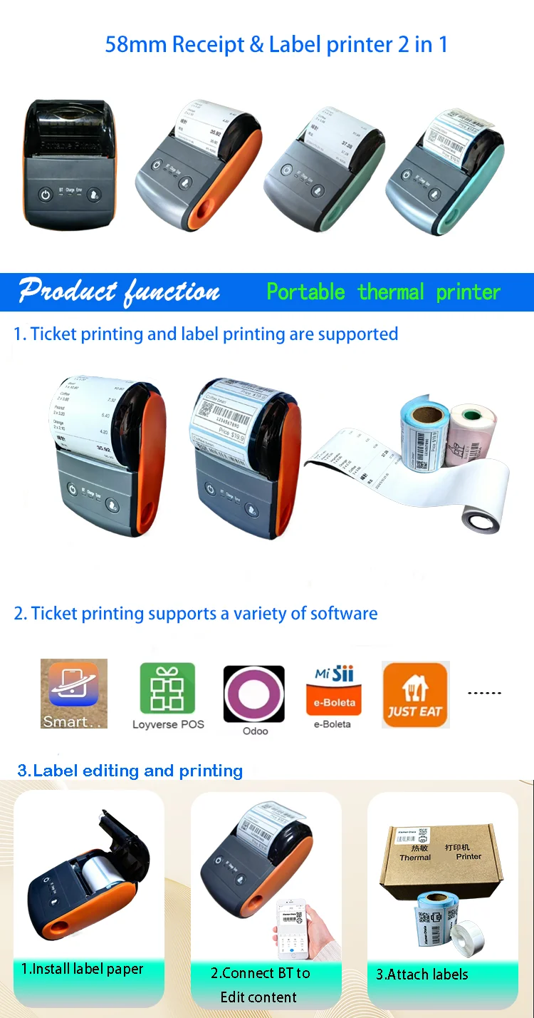 617-58P Handheld Label Printer Thermal Transfer Printer Barcode QR Code ...