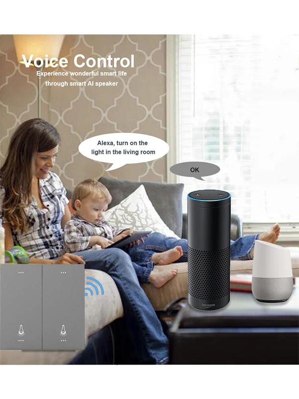 Button Wireless Light Switch Alexa Voice Remote Control Smart Switch ...