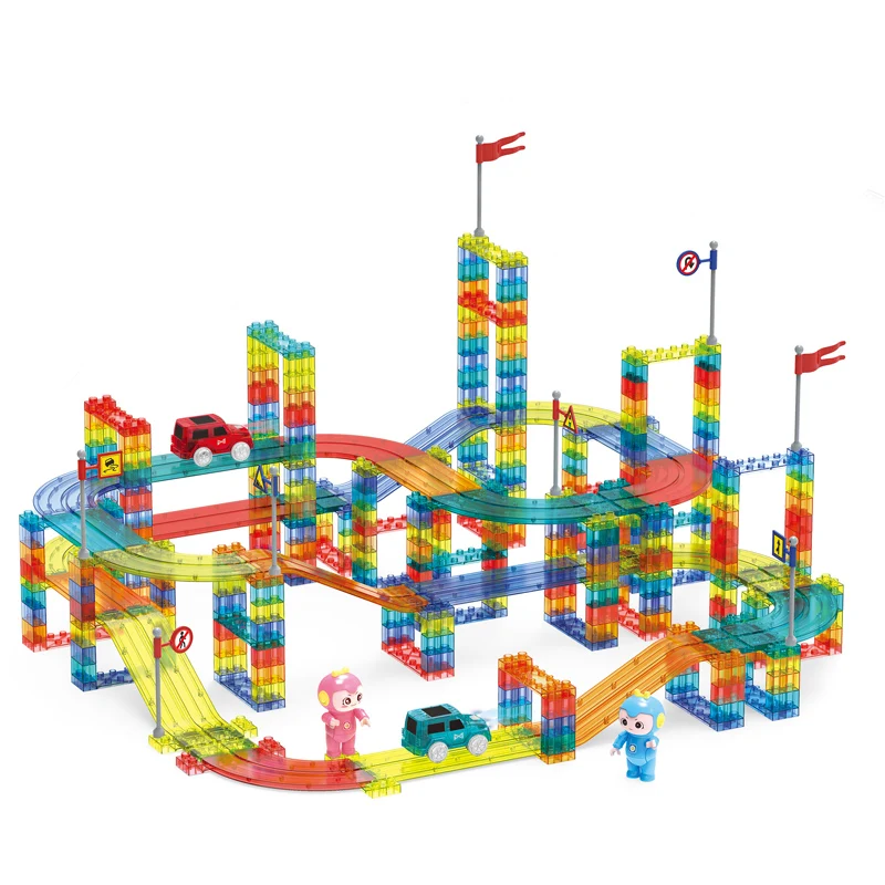 Magnetic Track Car Toy Set Magnetic Tiles Magnetic Building Blocks Set ...
