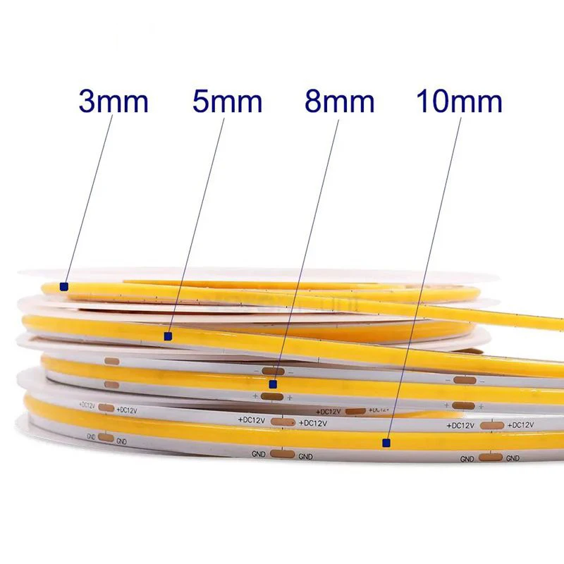 12V COB LED Strip Lights - Ultra Thin, Flexible, 16.4FT, Customizable ODM