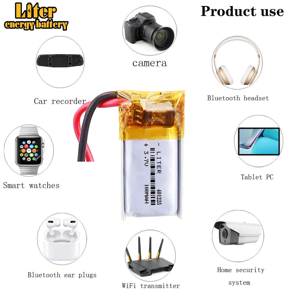 401225 Ultra Thin Film 3.7v 100mah Polymer Lithium Battery