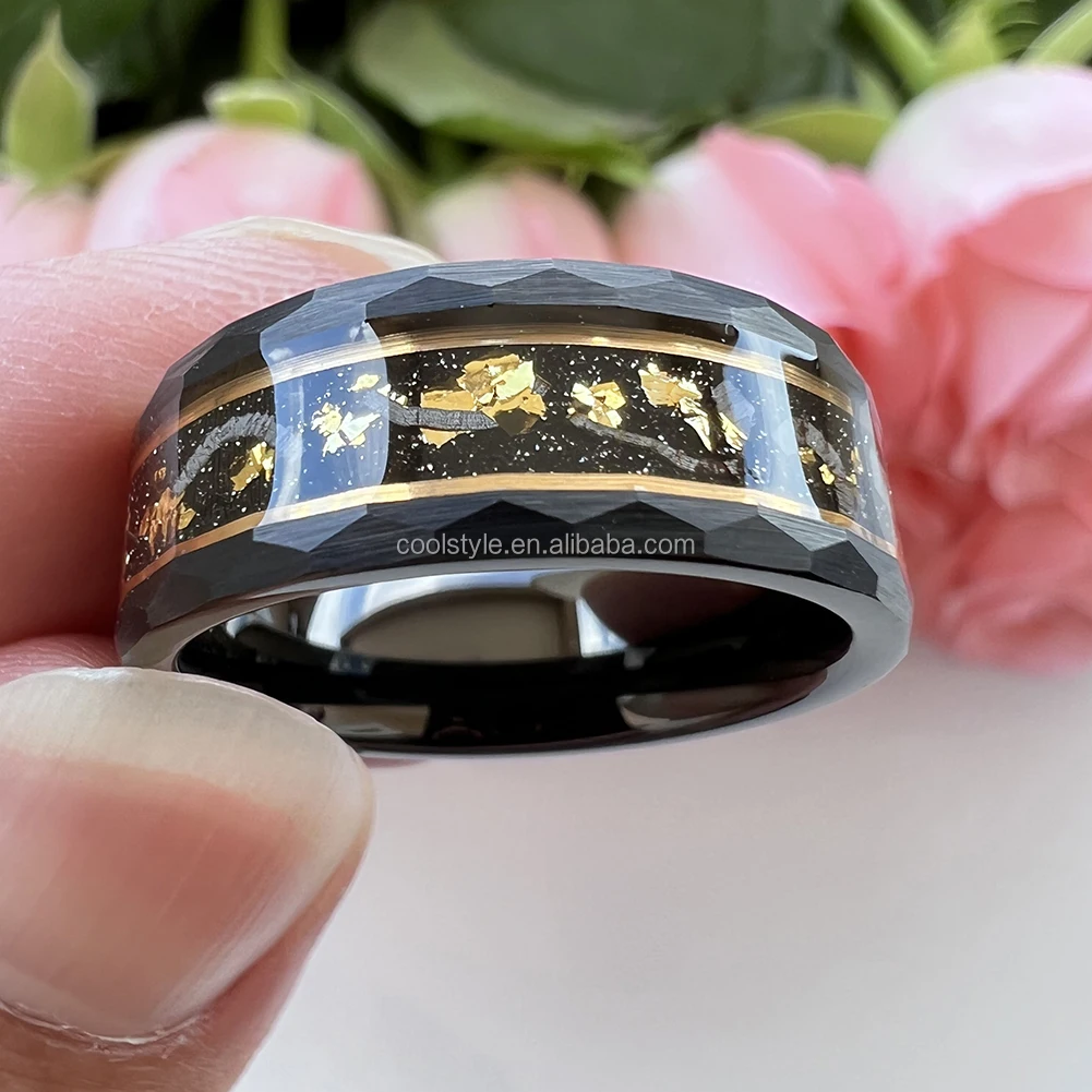 Coolstyle Jewelry - Real Meteorite Inlay Tungsten Ring