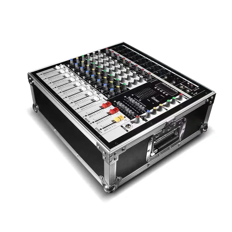 8 Ways Professional Stage Performance Audio Mixer with Amplifier Flight Box