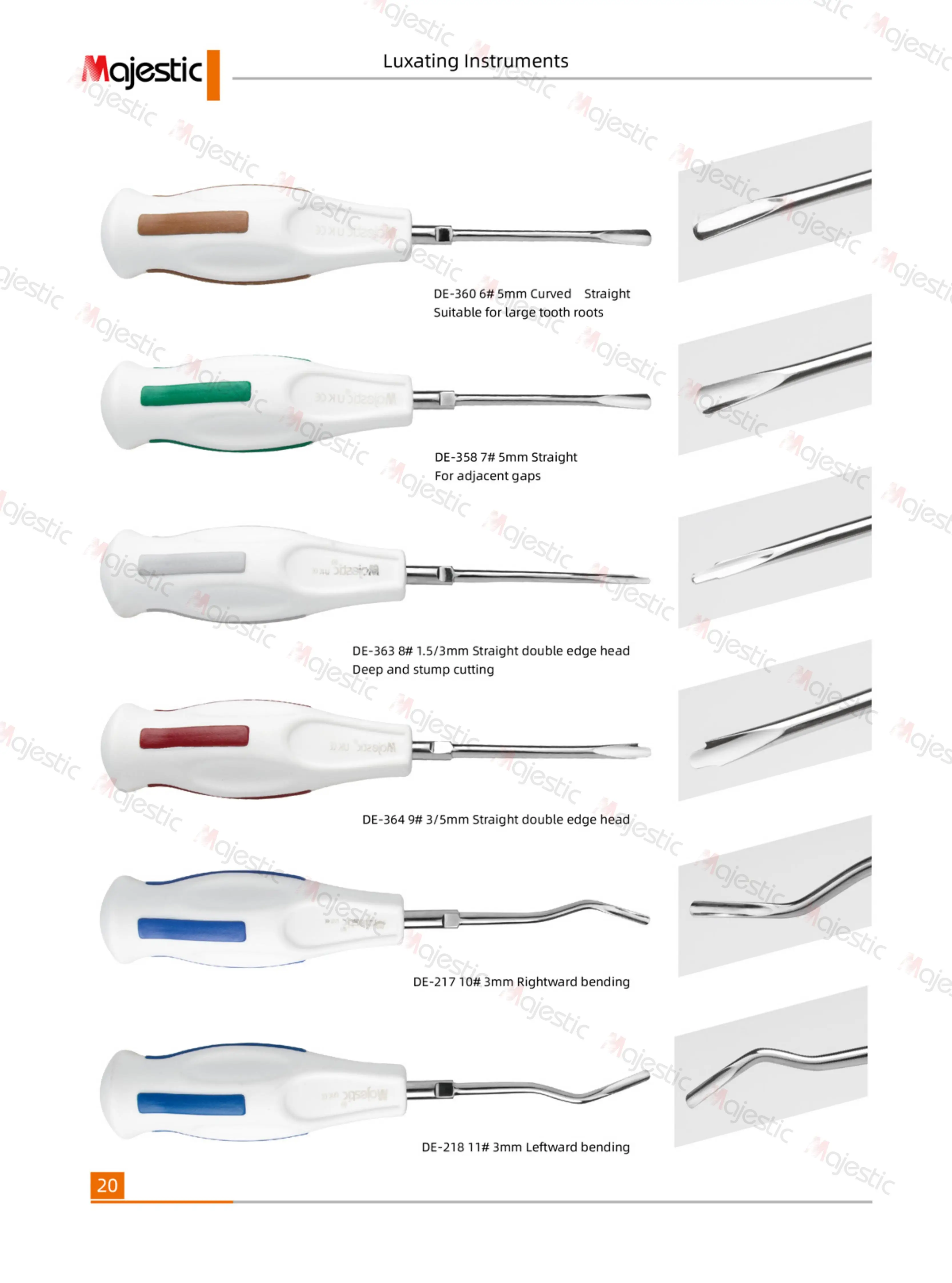 Plastic Handle Luxation Elevators Curved Tooth Extraction Tools Dental ...