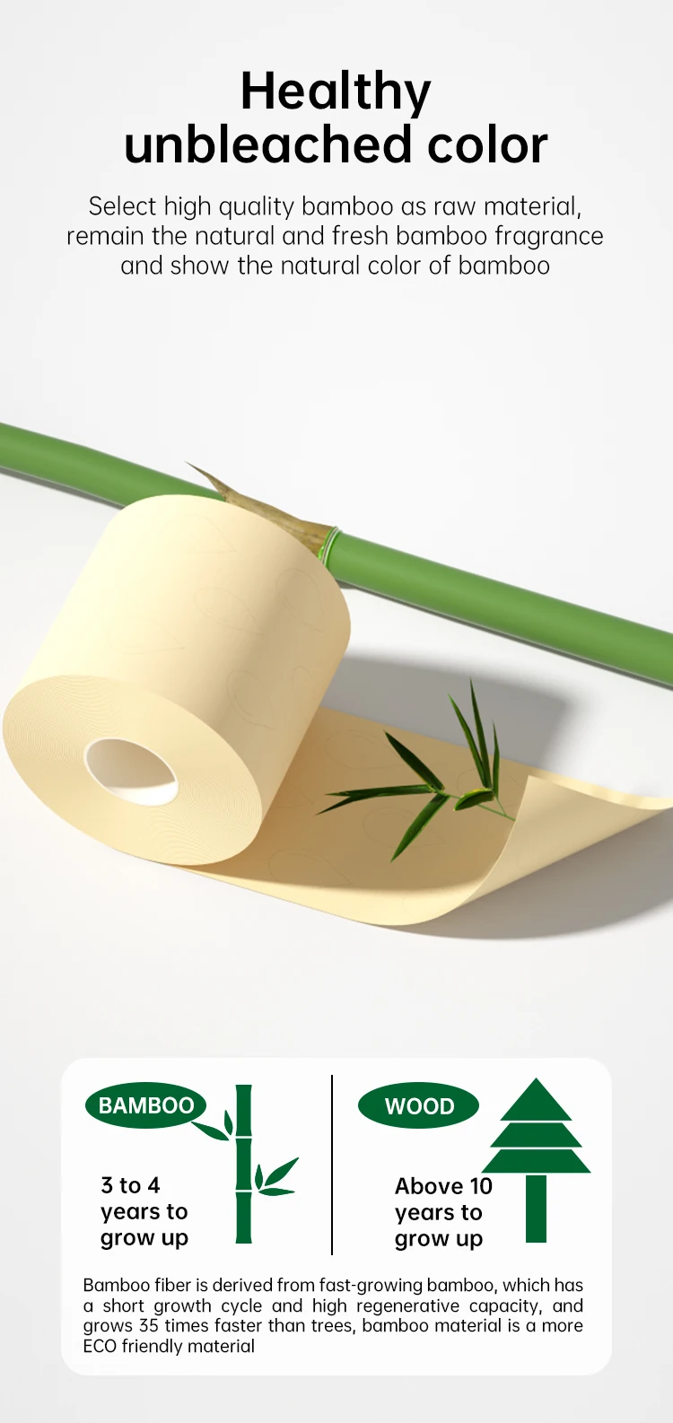 Bamboo Pulp Tissue - Biodegradable, Natural Color Toilet Paper