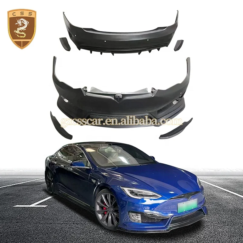 Pd Style Body Kit For Tesla Model S Fiberglass Front Car Bumper Carbon Fiber Rear Spoiler