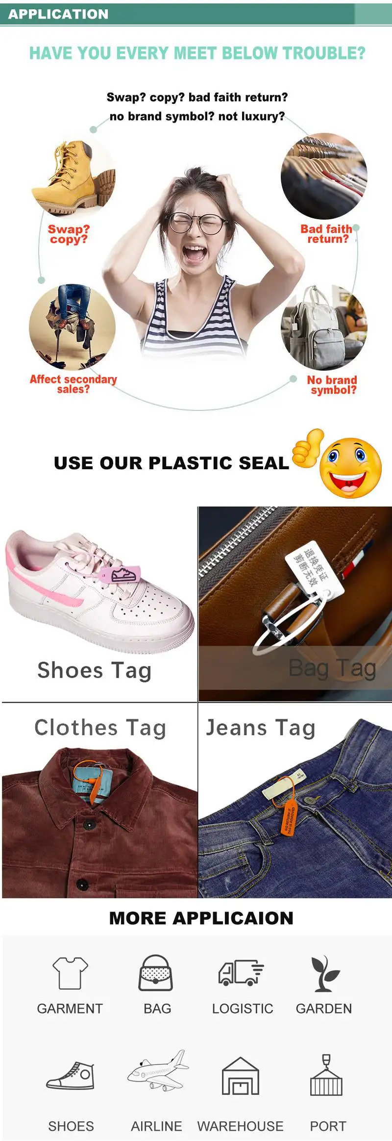 Manchao Pull Tight Tamper Proof Security Tags for Shoes