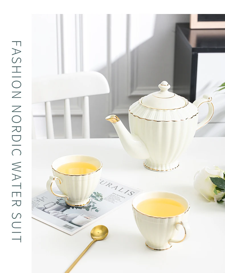 Arabic Ceramic Golden Tea Set Afternoon Porcelain Tea Cup Gold Line ...