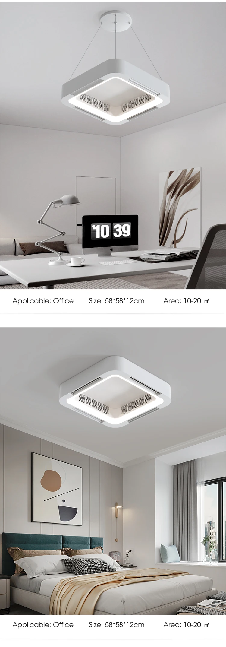 110V 220V Office Ceiling Fan with LED Light & Remote Control