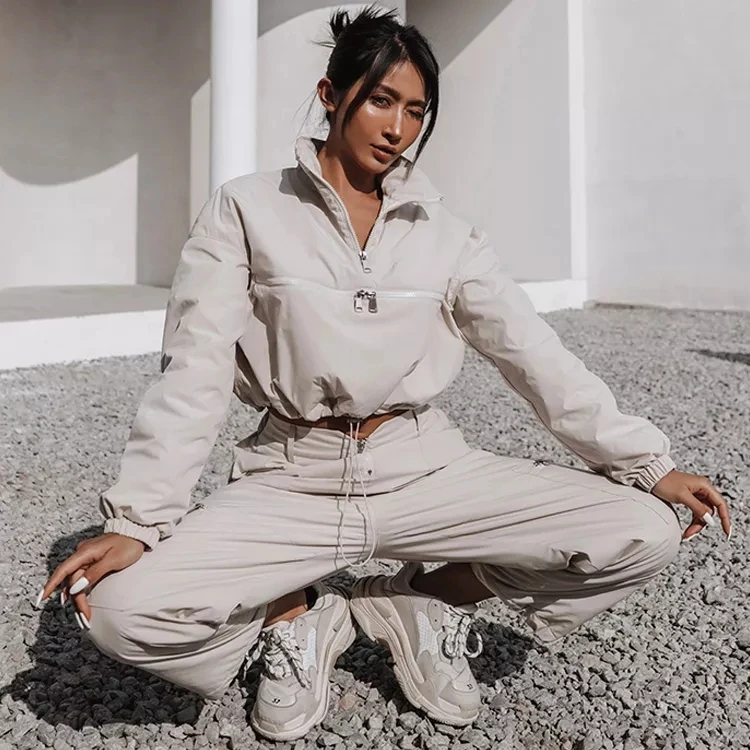 Custom Gym Wear - Half Zip Pullover Tracksuit for Women