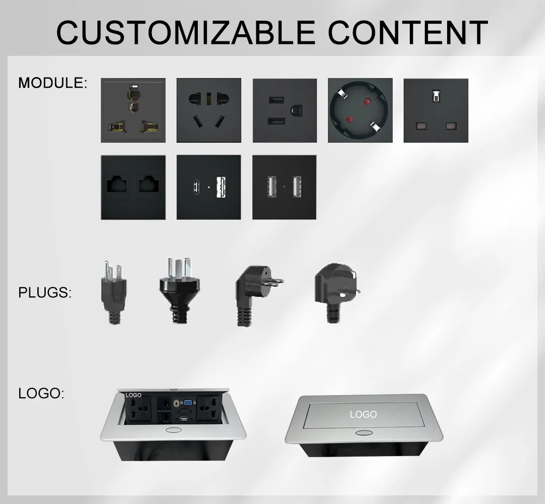 BNT Customized Office Table Pop up Power Socket Embedded Design With UK ...