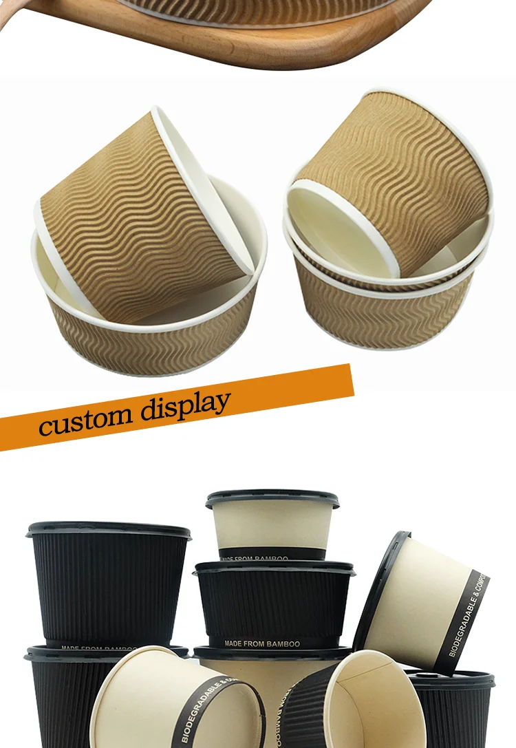 Insulated Recycled 720cc Round Kraft Paper Disposable Ripple Bowls ...