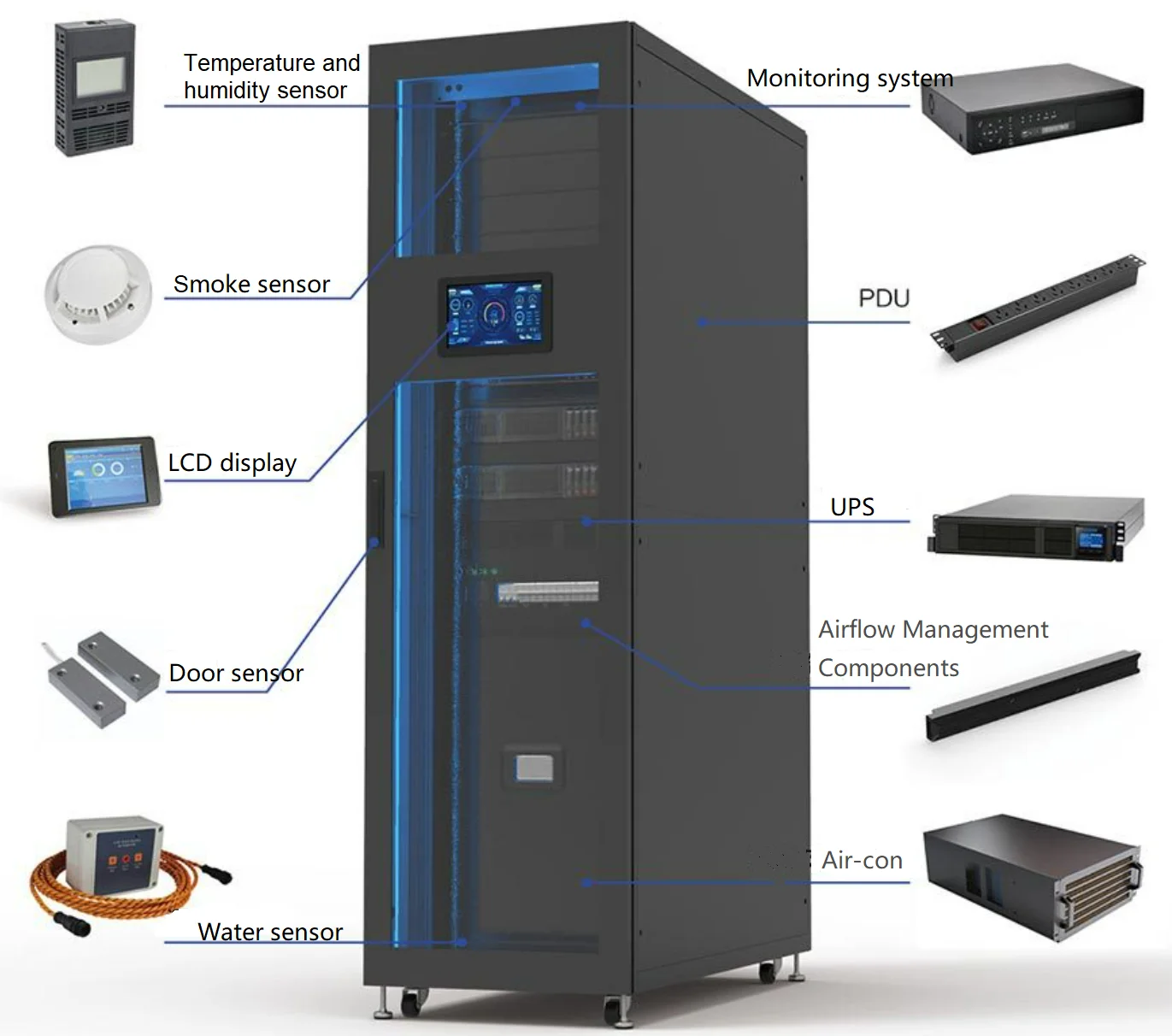 W-TEL 42U Prefabricated Server Rack Full System Single Cabinet Data ...
