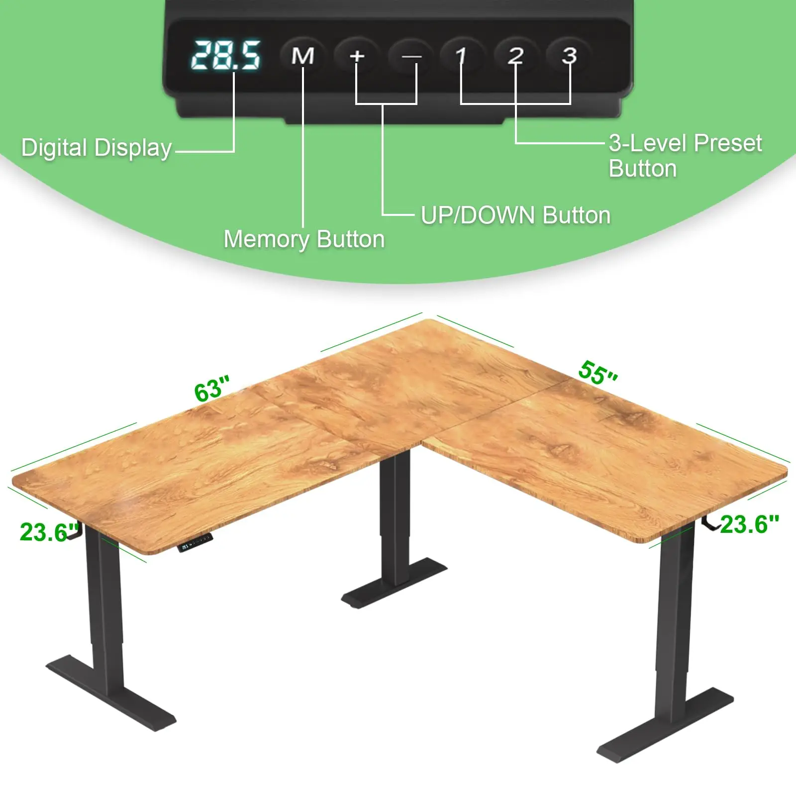L Shape Computer Desk Knocked Down 55" Executive Office Pc Desk Large ...