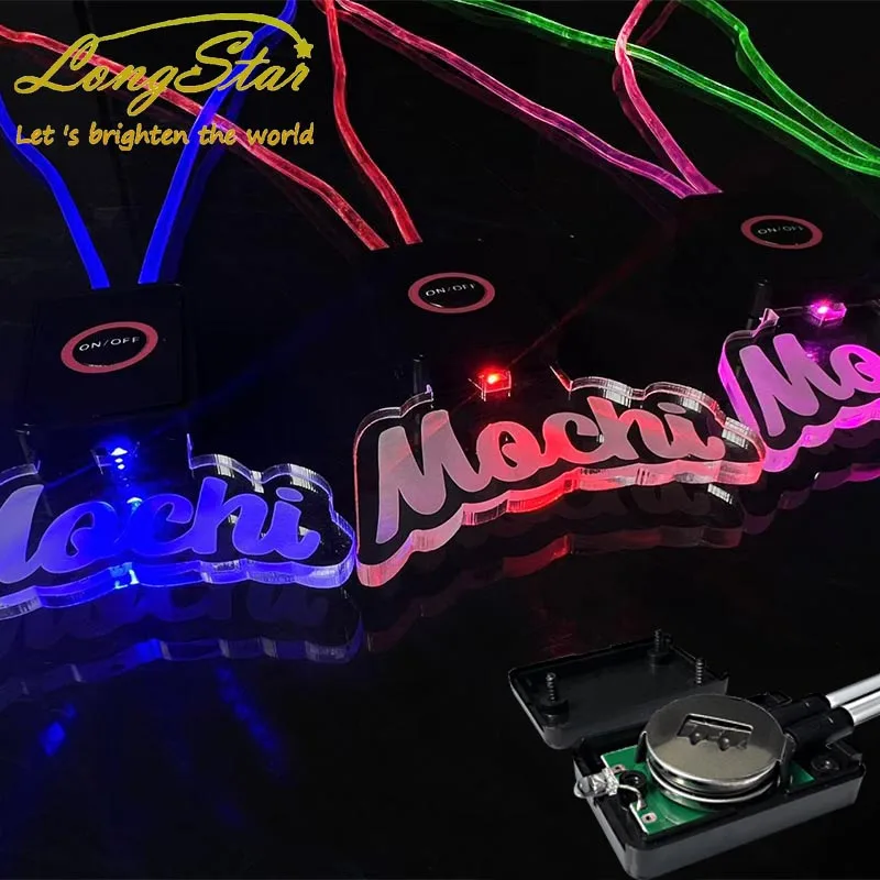 Longstargift Fashion Acrylic Badges Blank led Glow Lanyards with ...