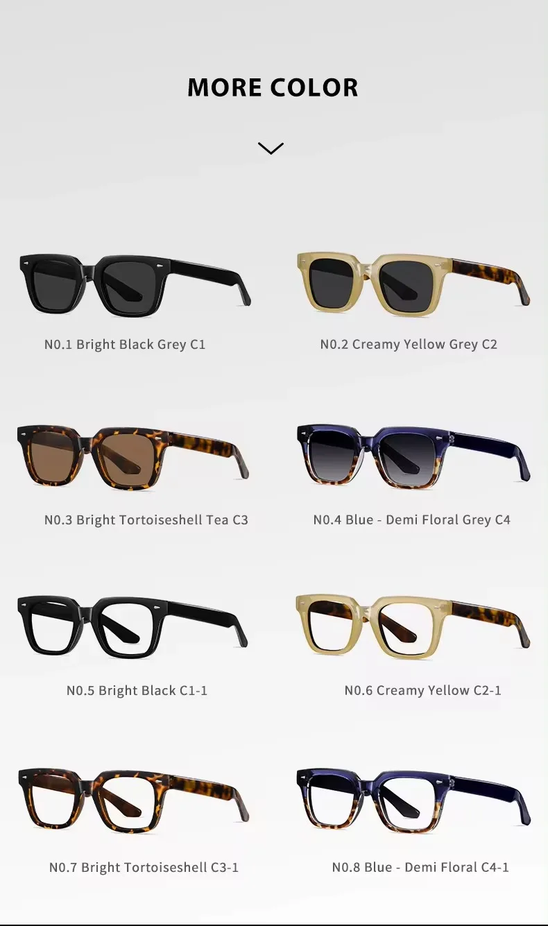 Classic Custom Polarized Square Glasses Frame Designer Acetate Glasses Trends 2024 Tr90 Square ...