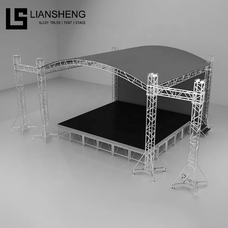 Outdoor Curved Roof Truss System Event Stage Podium Aluminum Truss ...