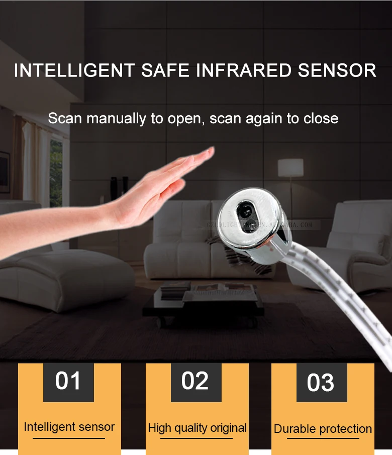 Silver 12v 24 Hand Sweep Infrared Sensor Switch On/off Led Cabinet ...