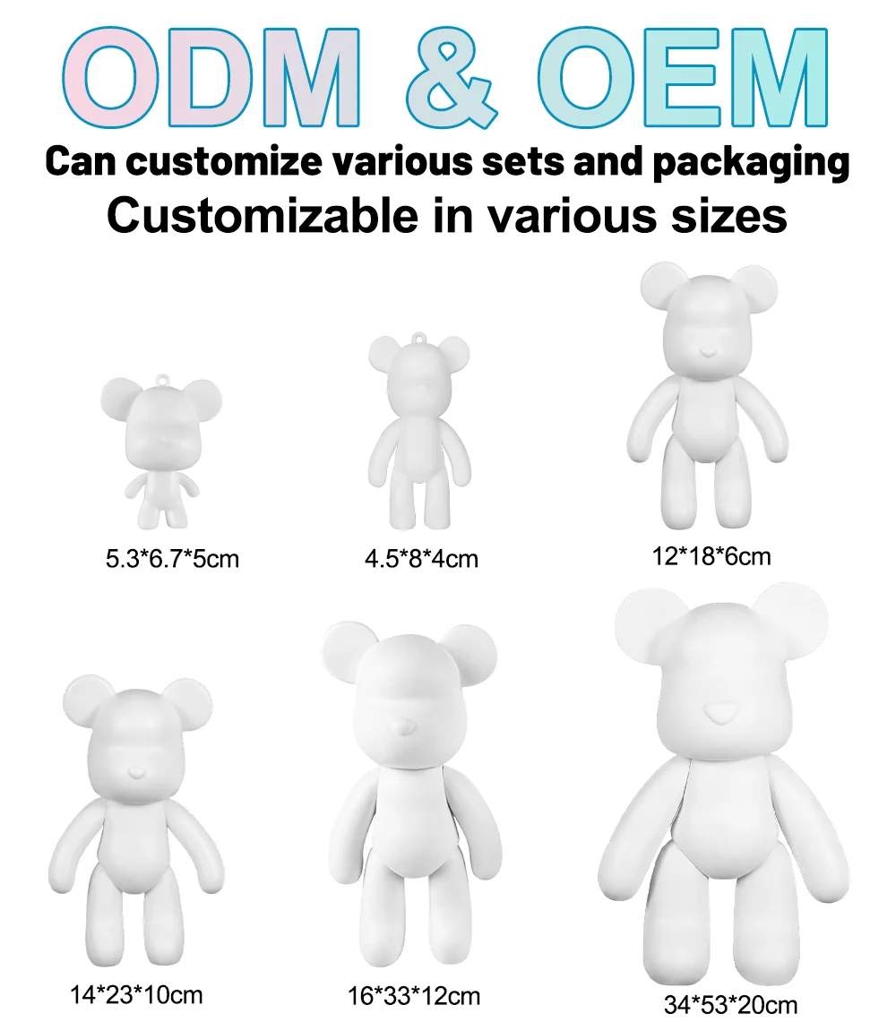 KHY Cute DIY Bear Painting Bearbrick 1000% White Figurine