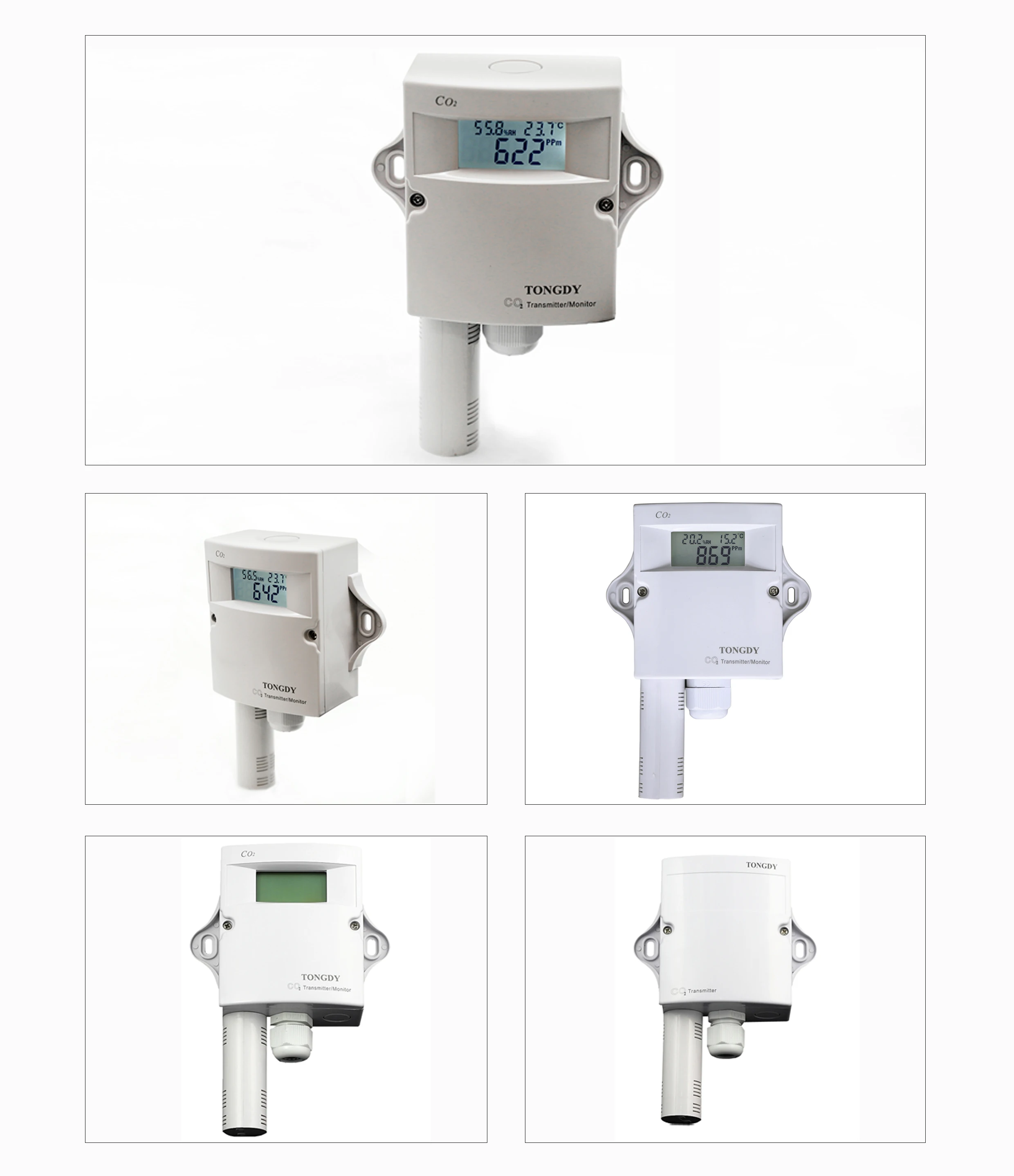 CO2 Transmitter with Modbus RS485 Interface and NDIR Sensor 24VAC/VDC 0 ...