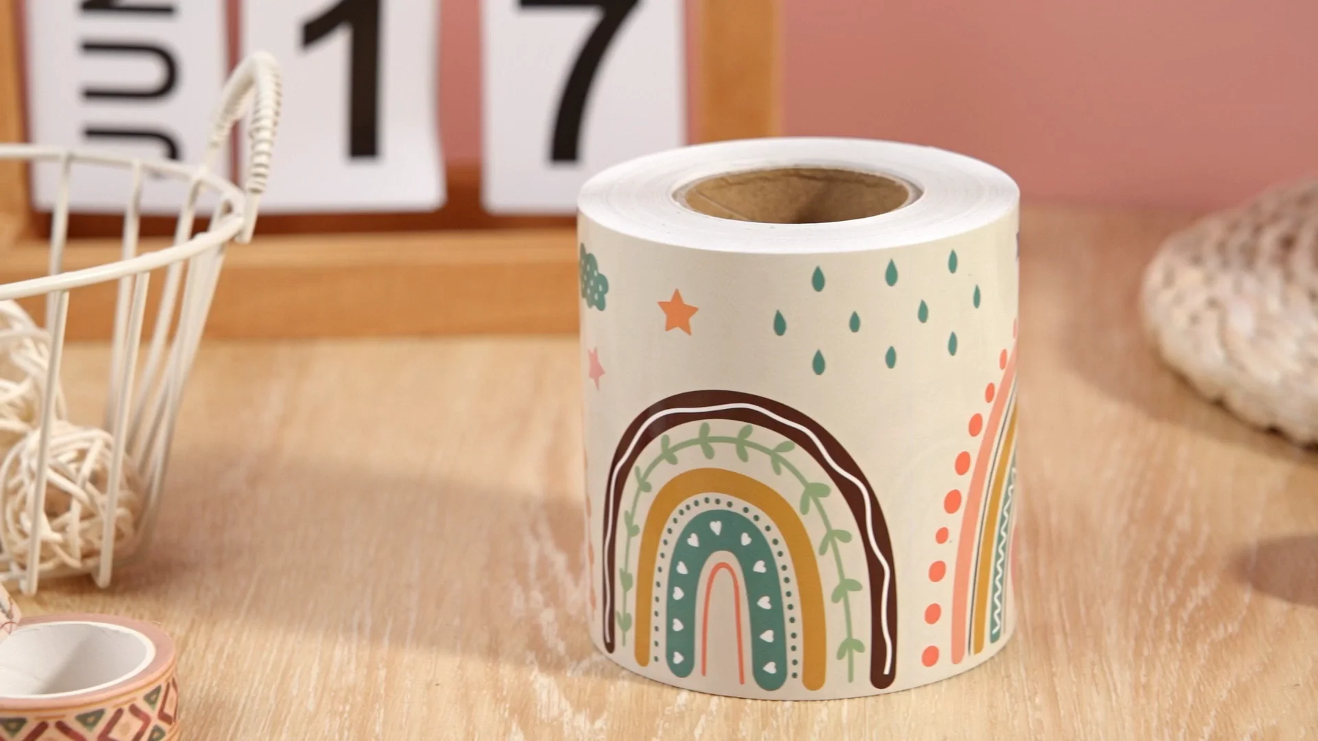 Huancai Boho Rainbow Bulletin Board Border Trim Stickers Roll Self ...