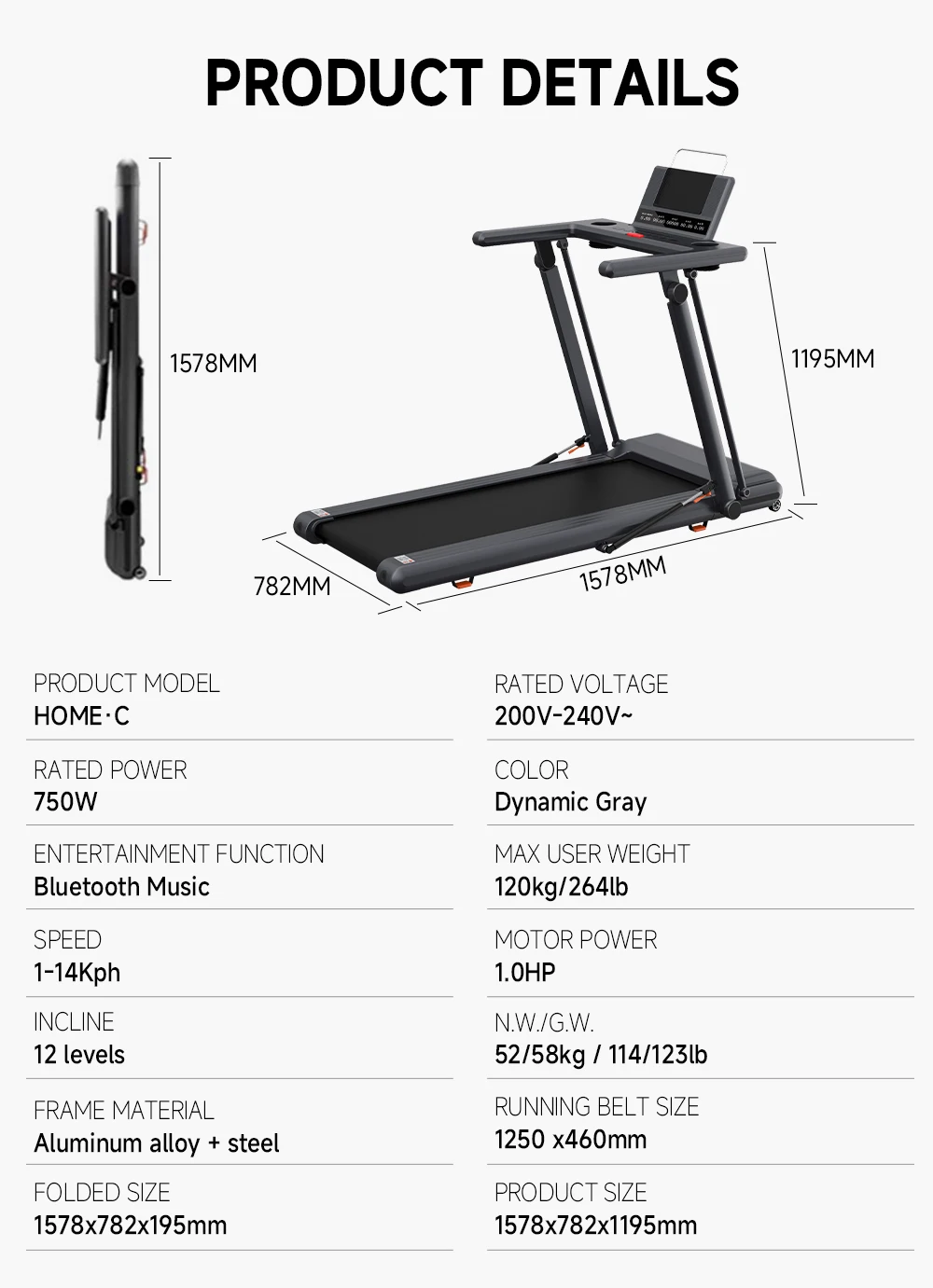 RH New Design Hd Digital Display Home Treadmill Professional Electric ...