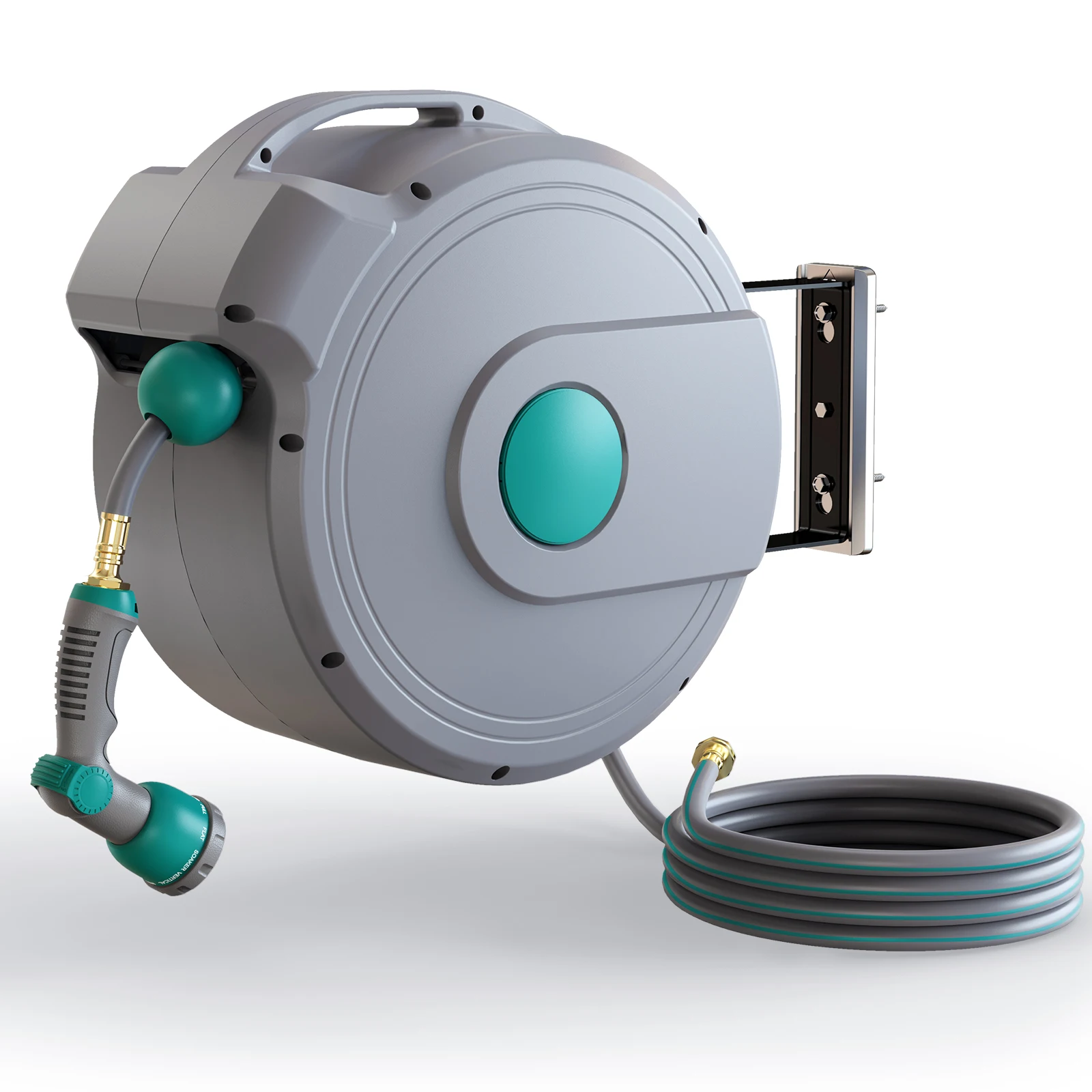 Gartenkraft Brass Fitting High Pressure Water Wall Mounted Retractable Auto Garden Water Hose ...