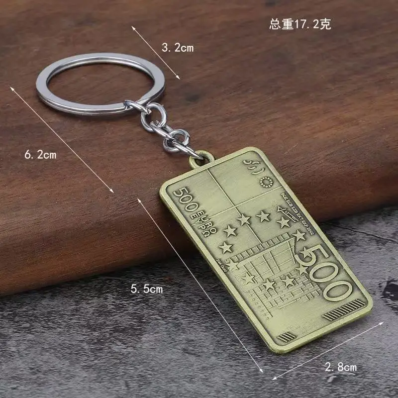 Euro Cash Hip-Hop Style Metal Keychain Fashionable Money Keyring ...
