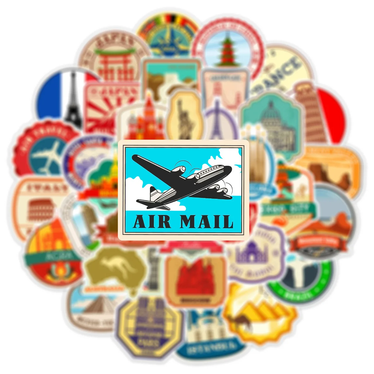 50Pcs Retro Famous City Landscape Graffiti Stickers for Car Luggage ...