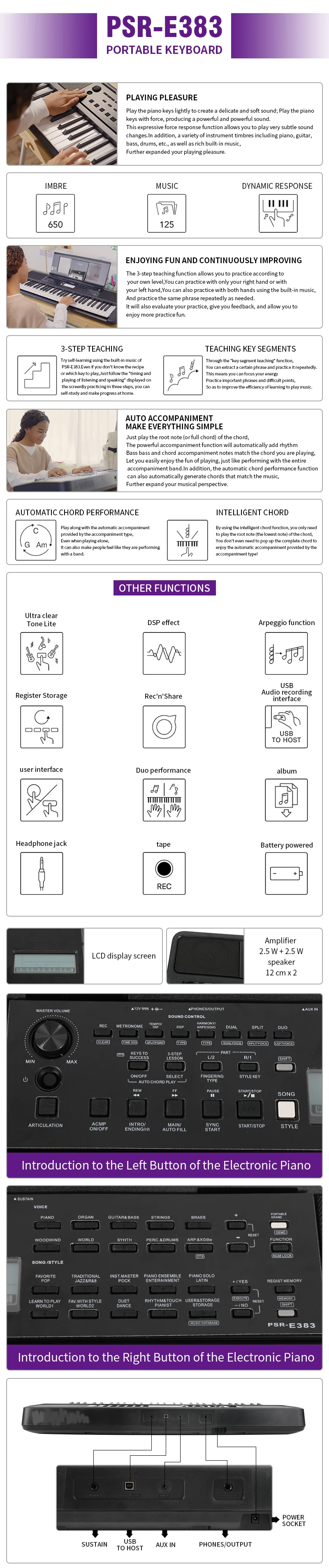 Yamahas Psr E-373 Upgraded Version E-383 Portable Keyboard