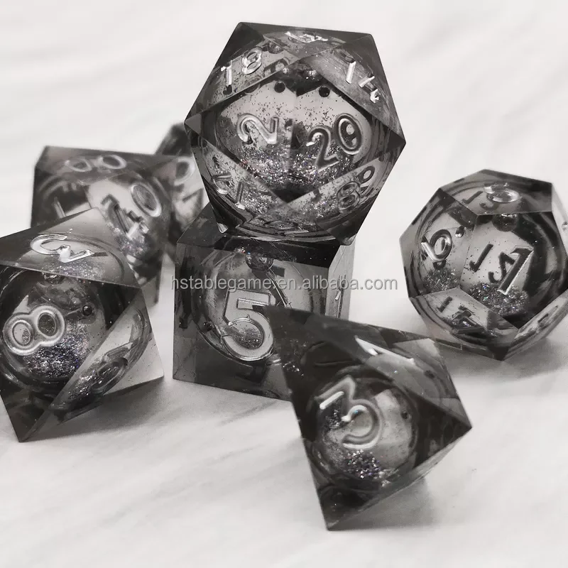 HS Custom Set of D20 Polyhedral Resin Liquid Core DND RPG Dice ...