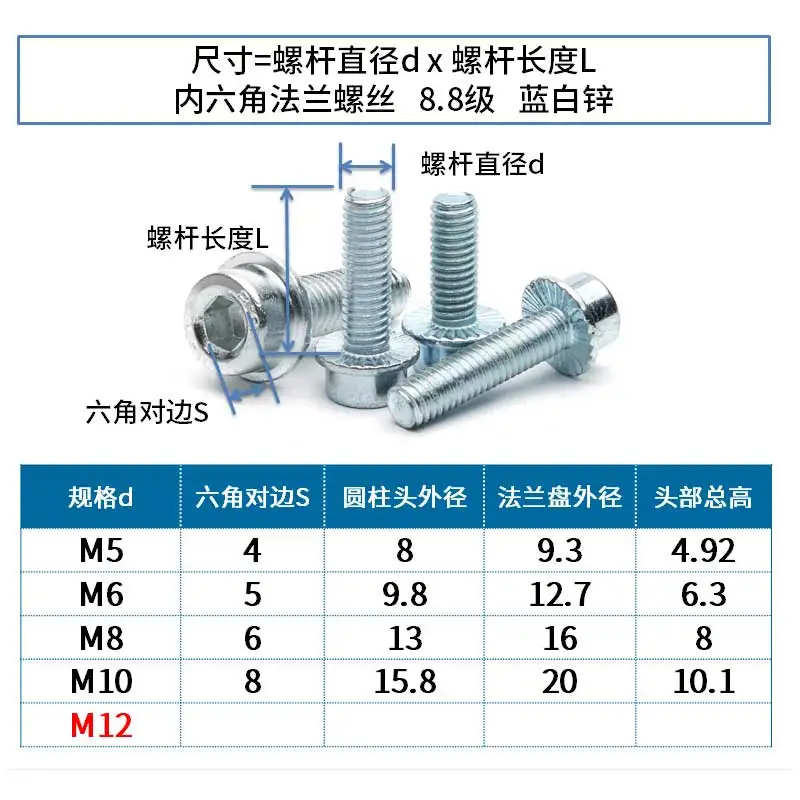 Metric Zinc Hexagon Socket Hex Head Flange Screw Stainless Steel Cap ...
