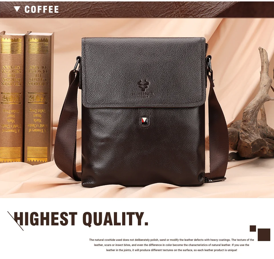 HUMERPAUL Genuine Leather Shoulder Bag for Men Vintage Messenger Sling ...
