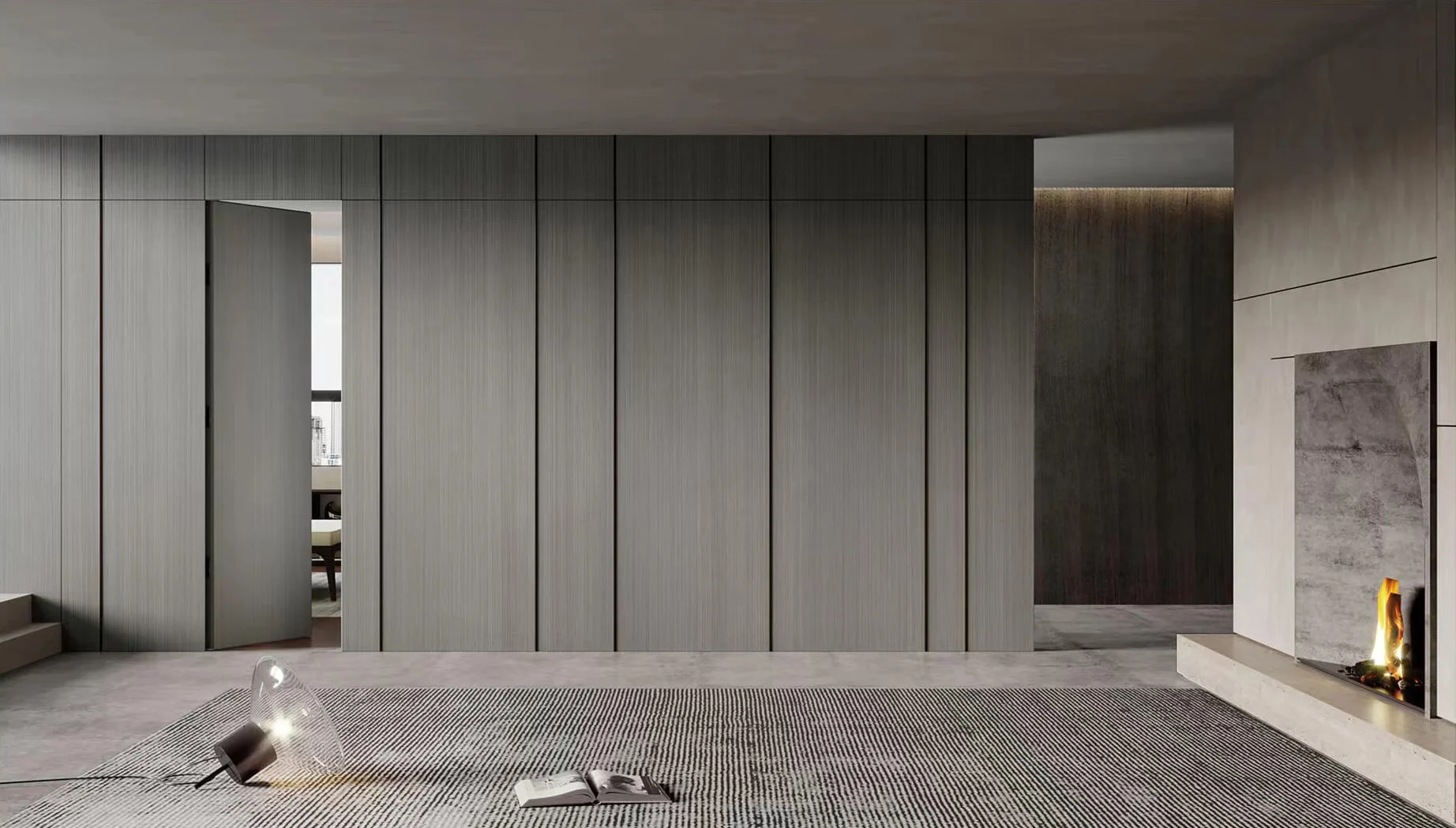 Modern Design Invisible Door Without Frame Oak Matte Painted