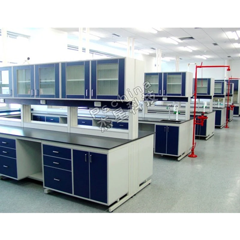 Laboratory Bench Steel & Wood Corner Equipment Bench Central Lab Work ...