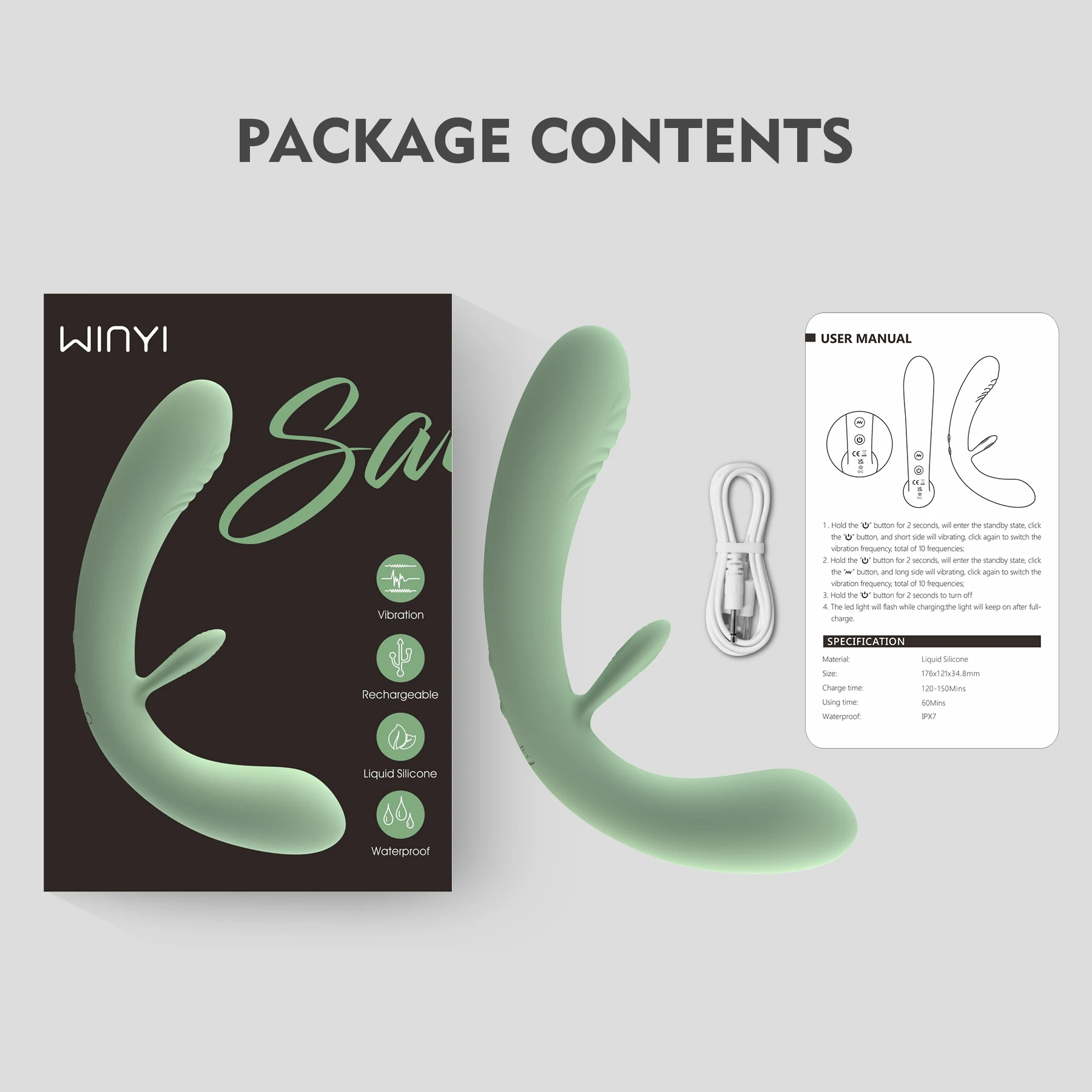 Winyi 2023 Adult Lesbian Sex Toys Factory Oem Odm Wholesale Strapless Strapon Dildo Double Head ...