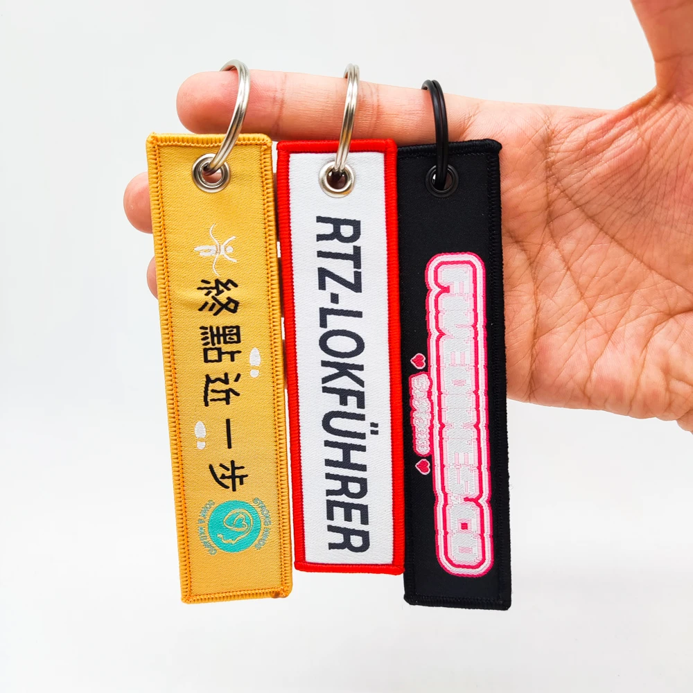 Personalized Airplane Aviation Tags Key Chain Fabric Custom Woven ...