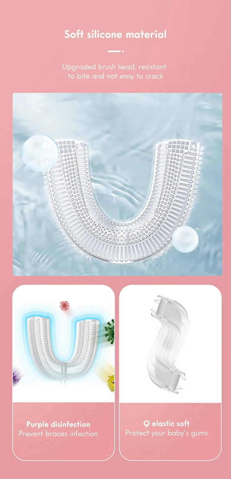 Silicone Teeth Brush 360 Degree Sonic U Shaped Toothbrush For Baby Kids ...