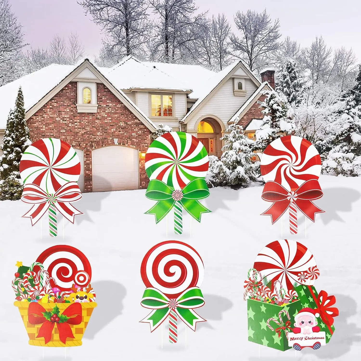 Candy Christmas Decorations Outdoor Yard Signs - 6pcs Plastic ...