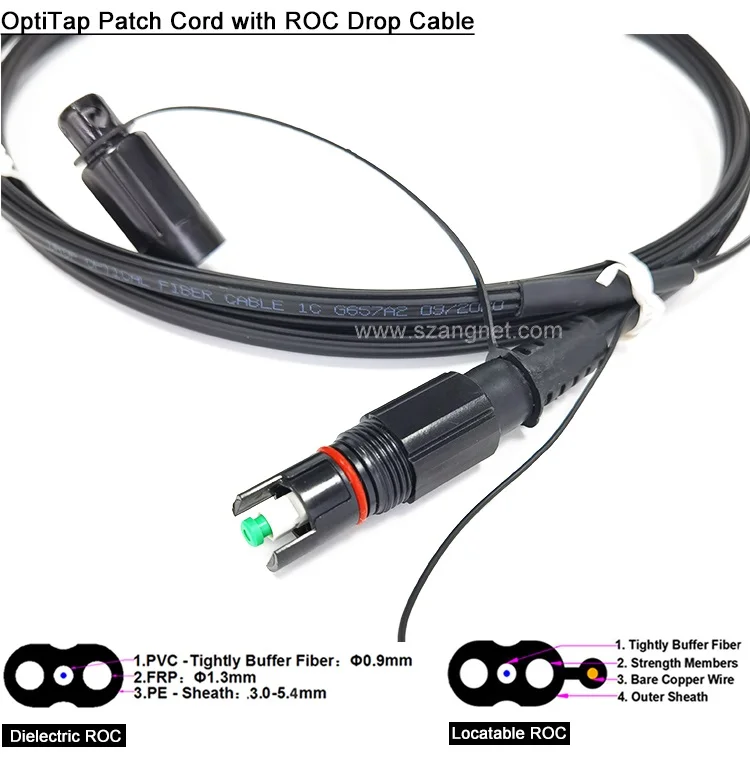 1 Fiber SC/APC to Opti-Tap Connector Drop Cables Dielectric ROC Drop Cable