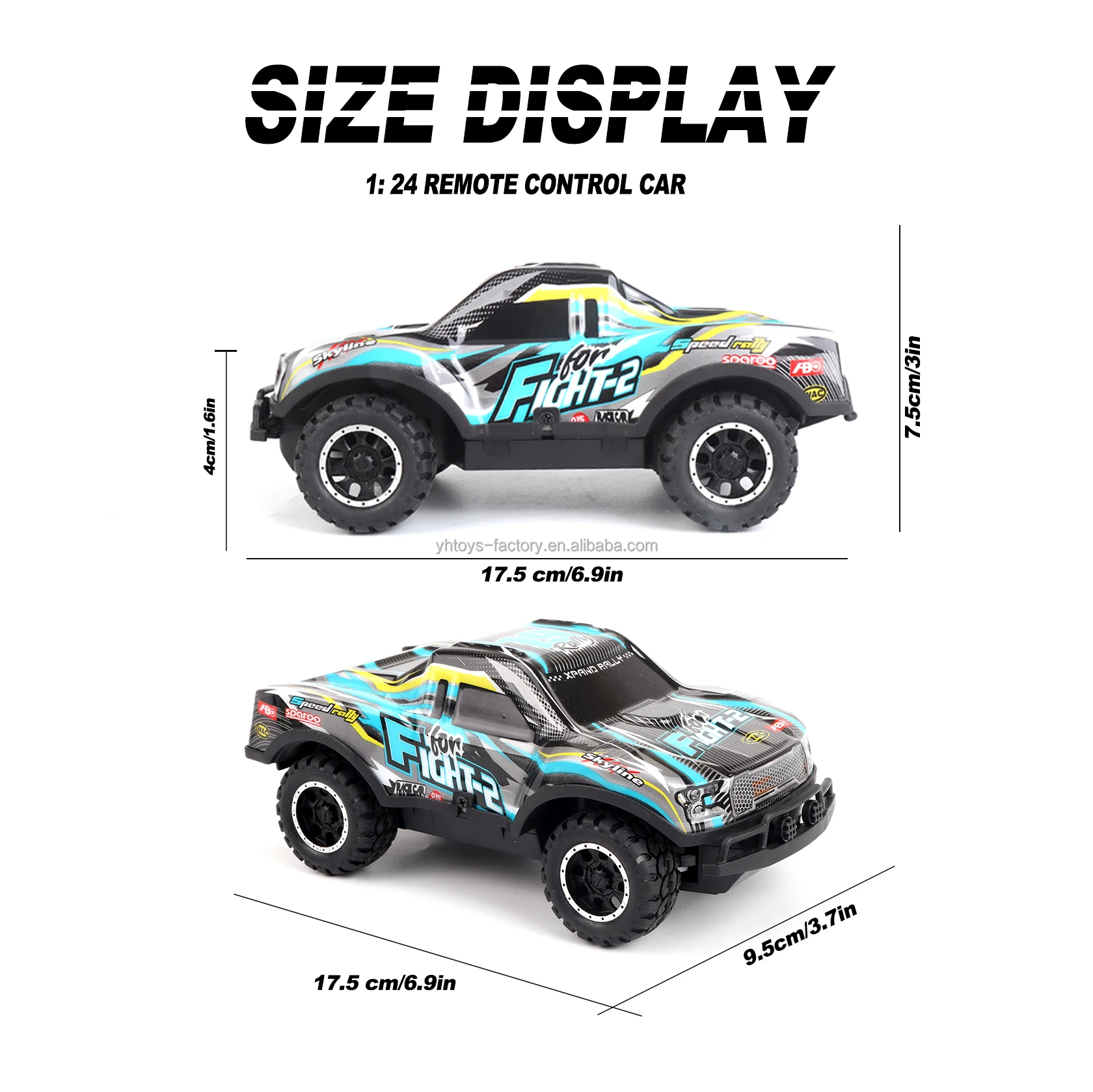 1:24 Scale Led Light Rc Race Car Toy For Kids - Off-road Remote Control ...