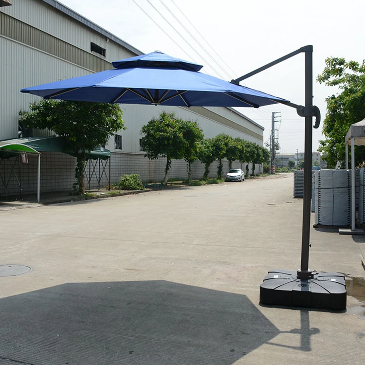 Waterproof Large Cantilever Umbrella with Solar Panel Lighting| Alibaba.com
