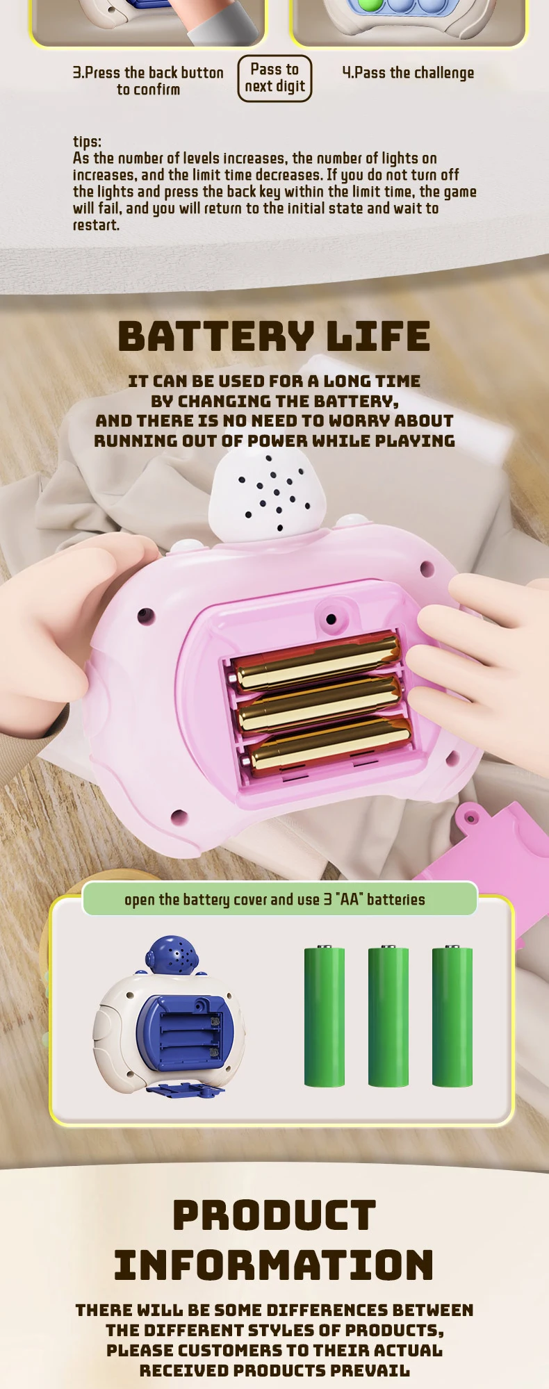 Huiye Speed Push Game Machine Puzzle Early Educational Quick Push Game ...