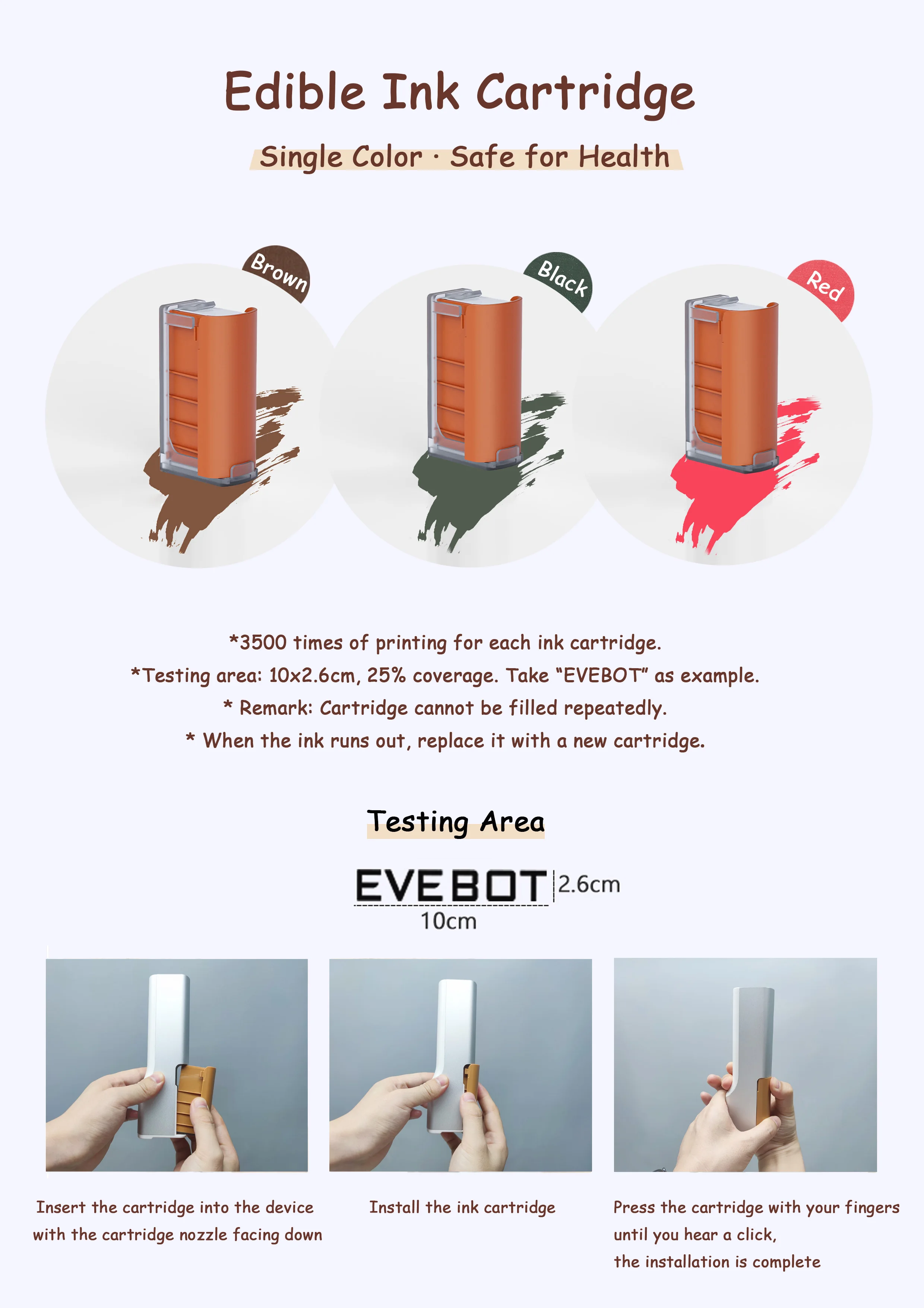 EVEBOT Printpen - Portable Inkjet Printer for Food & Paper
