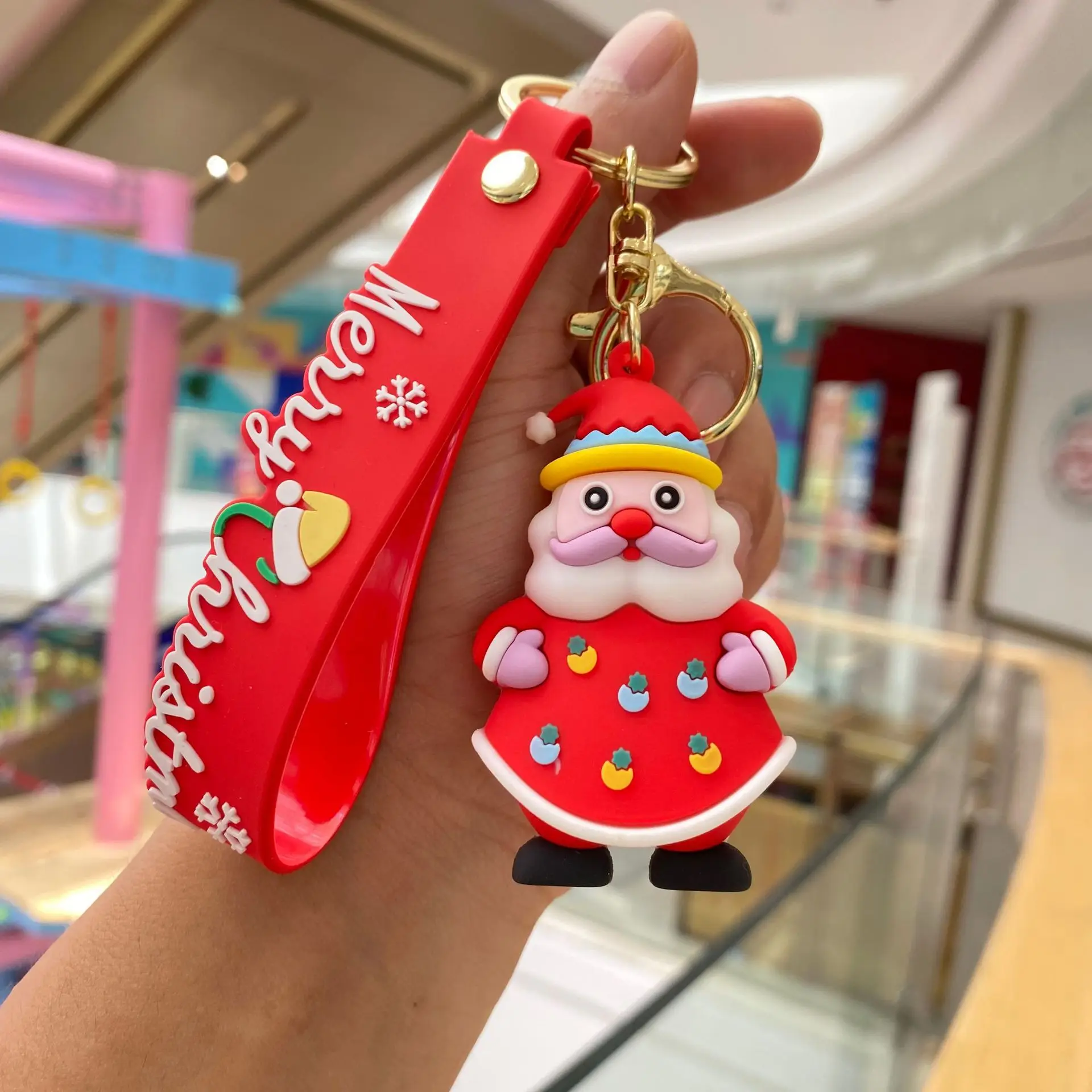 Merry Christmas Festival Keychains Cartoon Snowman Christmas Tree Gifts ...